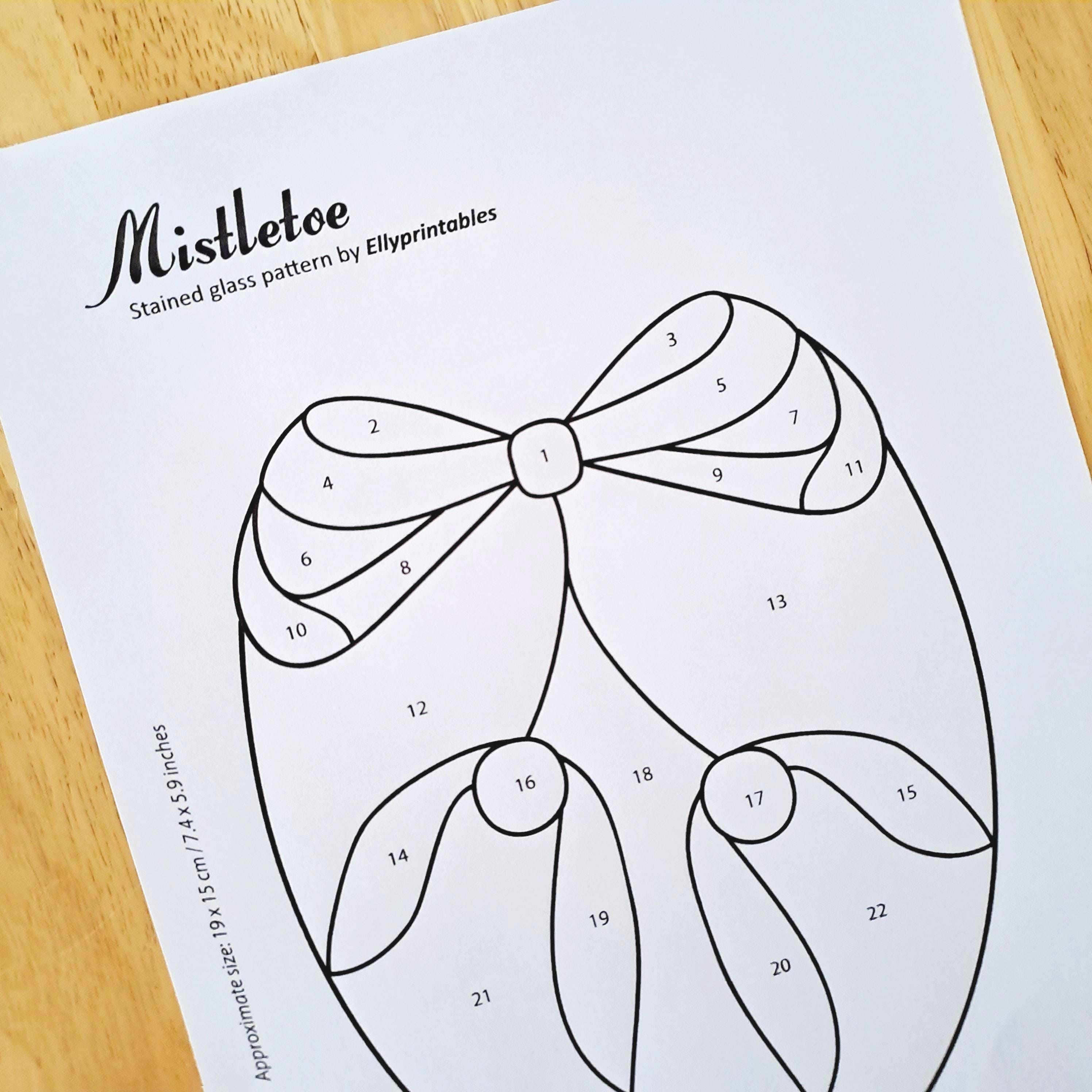 Mistletoe Christmas Stained Glass Pattern (PDF/PNG Digital Download, A4 ...