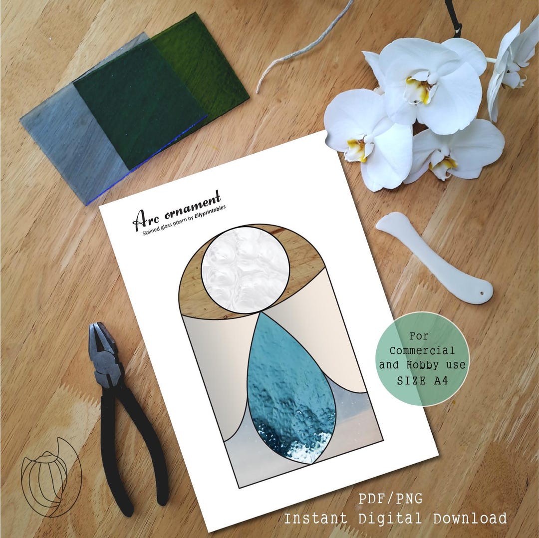 Arc Ornament Stained Glass Pattern (PDF/PNG Digital Download A4 Size 8 ...