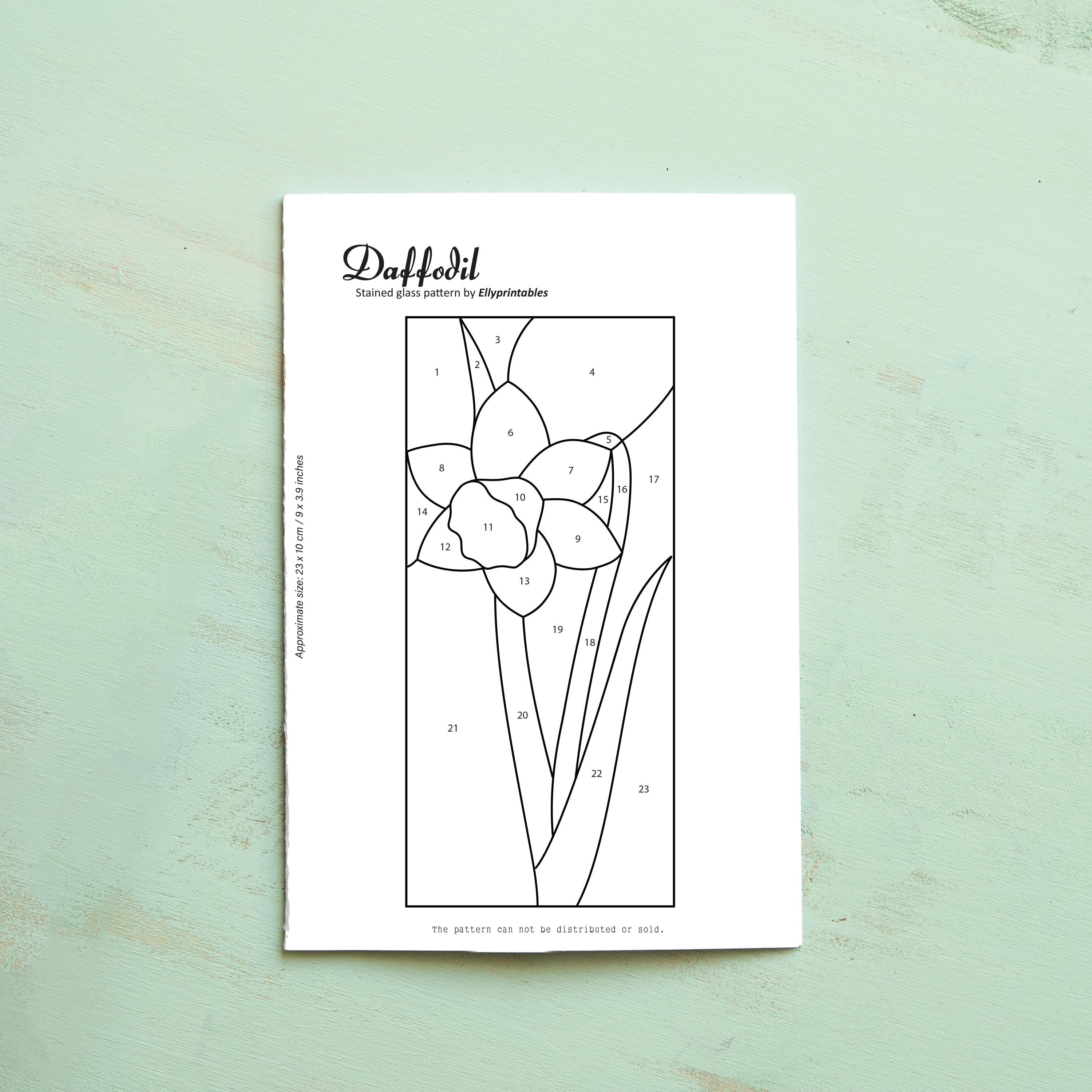 Daffodil Stained Glass Pattern(pdf/png, Digital Download, Size A4) - Etsy