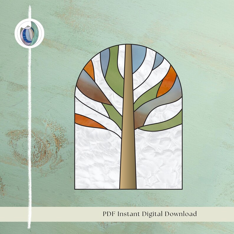Tree Stained Glass Pattern, A4, Stained Glass Patterns, Digital ...