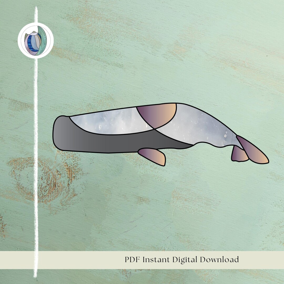 Whale, Stained Glass Pattern, A4, Stained Glass Patterns, Digital ...