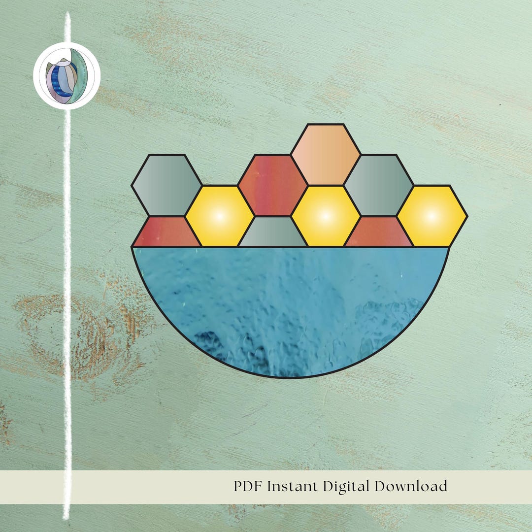 Honeycomb Stained Glass Pattern, A4, Stained Glass Patterns, Digital ...
