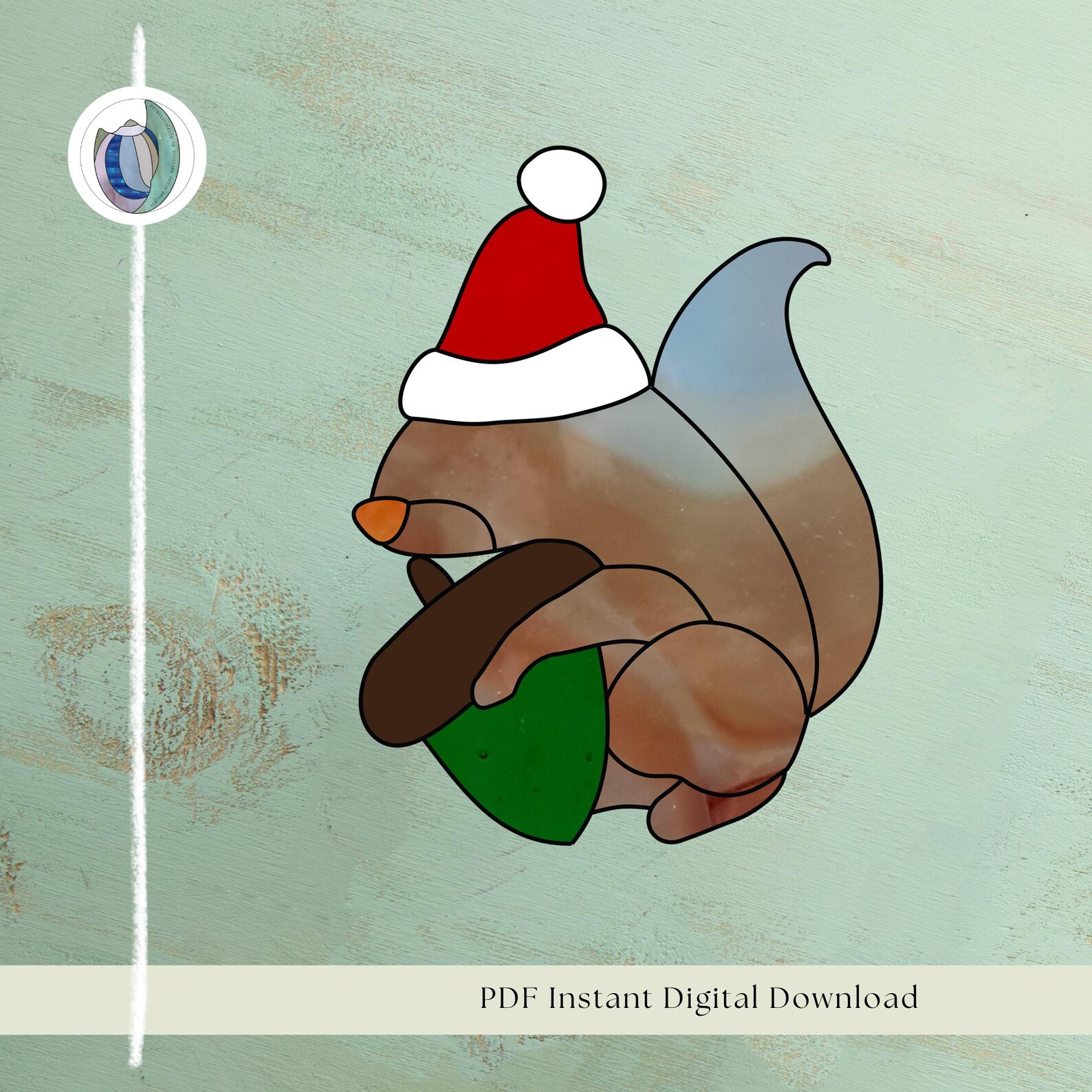 Christmas Squirrel Stained Glass Pattern, A4, Stained Glass Patterns ...