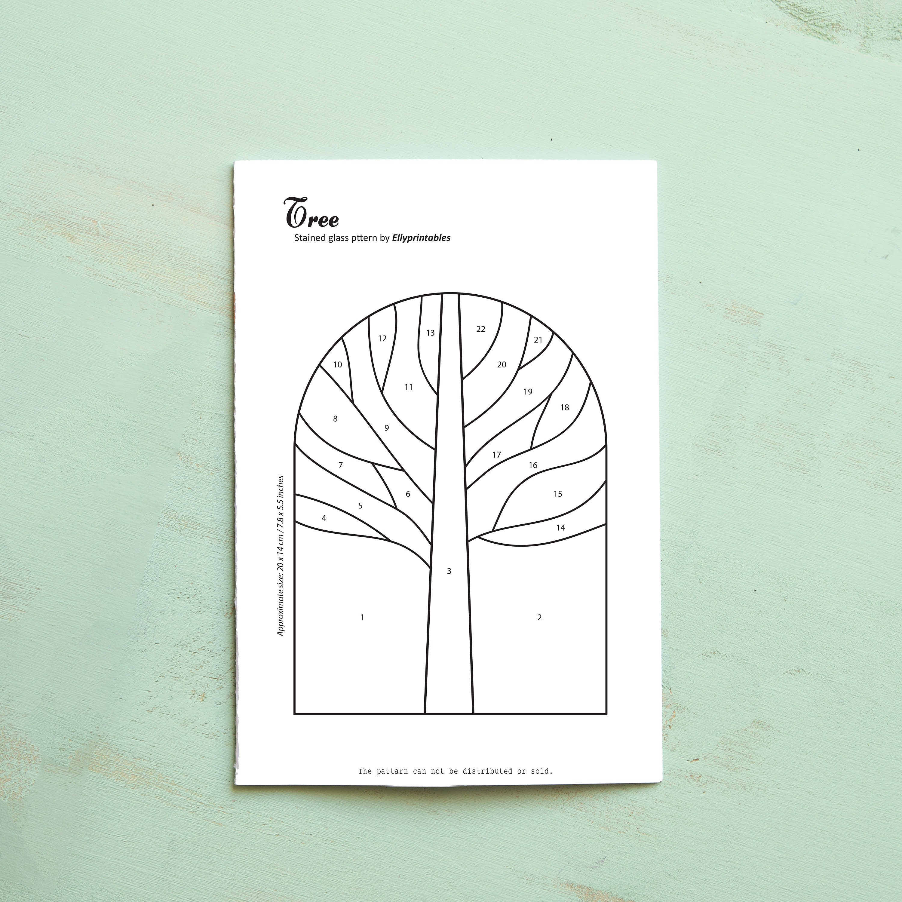 Tree Stained Glass Pattern, A4, Stained Glass Patterns, Digital ...