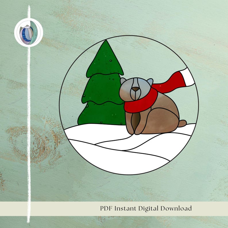 Christmas in the Forest Stained Glass Pattern, A4, Stained Glass ...