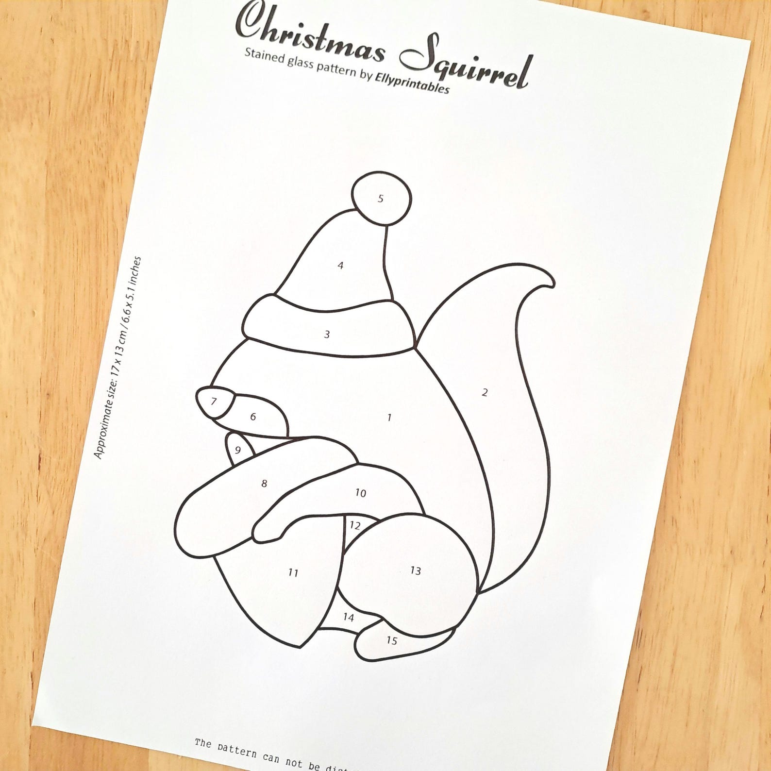 Christmas Squirrel Stained Glass Pattern (PDF/PNG Digital Download A4 ...