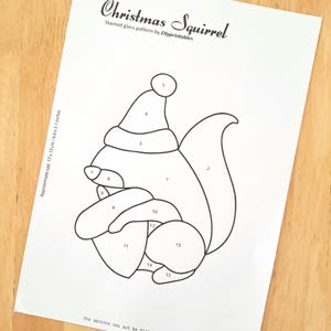 Christmas Squirrel Stained Glass Pattern, A4, Stained Glass Patterns ...