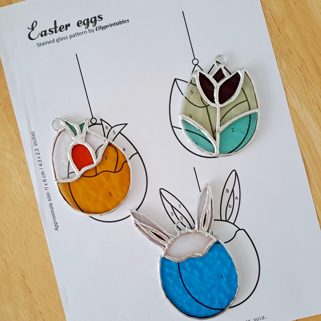 Easter Eggs Stained Glass Pattern (PDF/PNG Digital Download A4) - Etsy