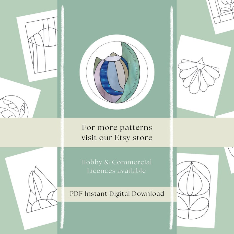 Peony Stained Glass Pattern, Stained Glass Patterns, Digital Download ...