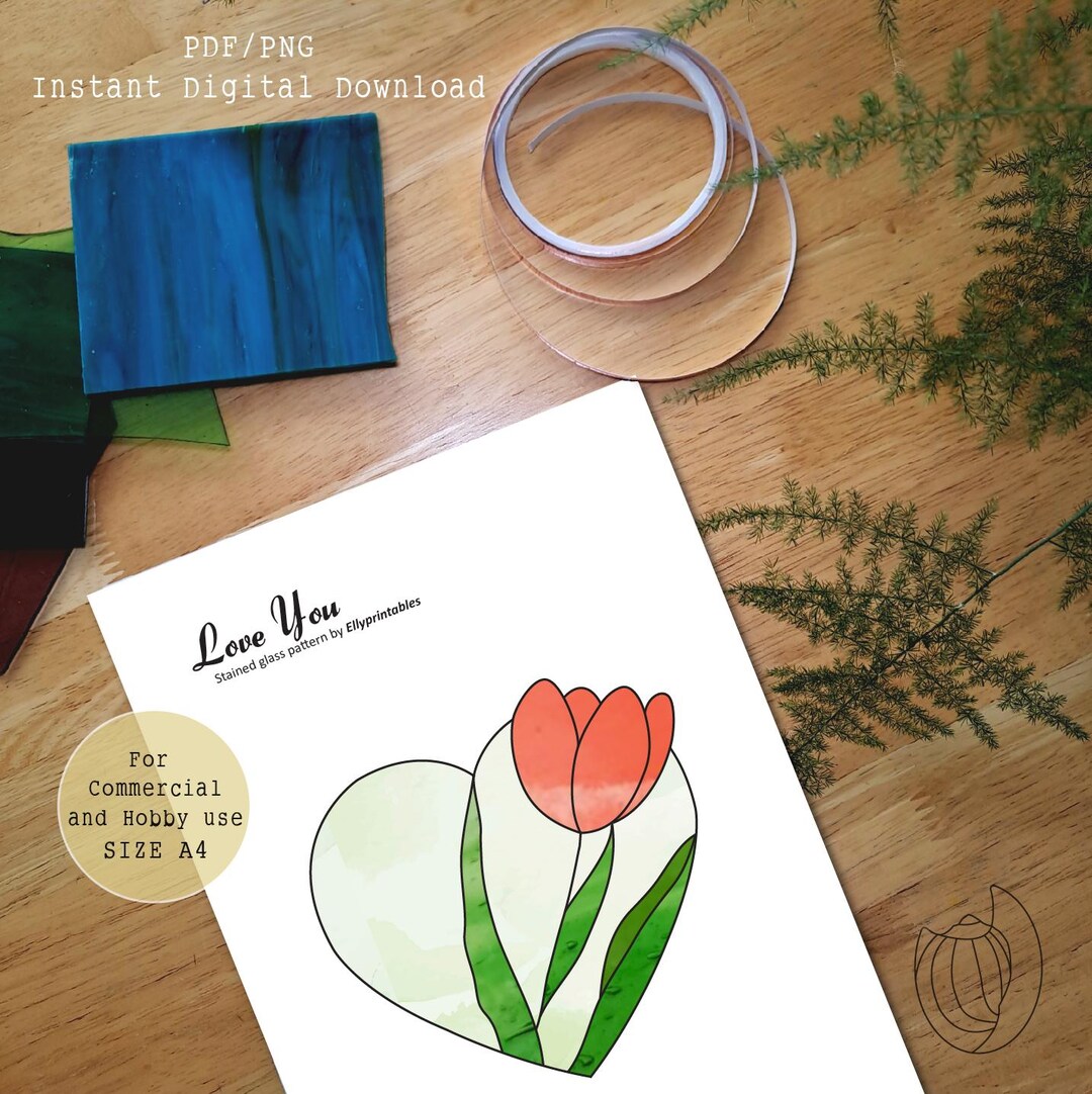 Love You Stained Glass Pattern (PDF/PNG Digital Download Size A4) - Etsy