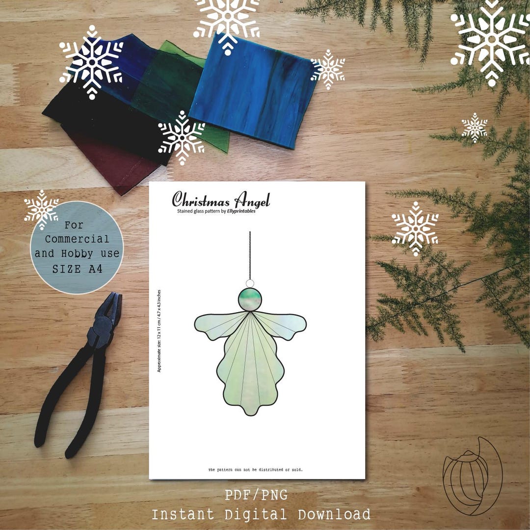 Christmas Angel Stained Glass Pattern (PDF/PNG Digital Download A4) - Etsy