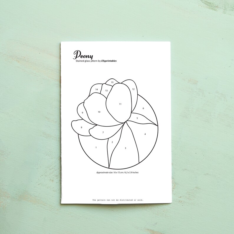 Peony Stained Glass Pattern, Stained Glass Patterns, Digital Download ...