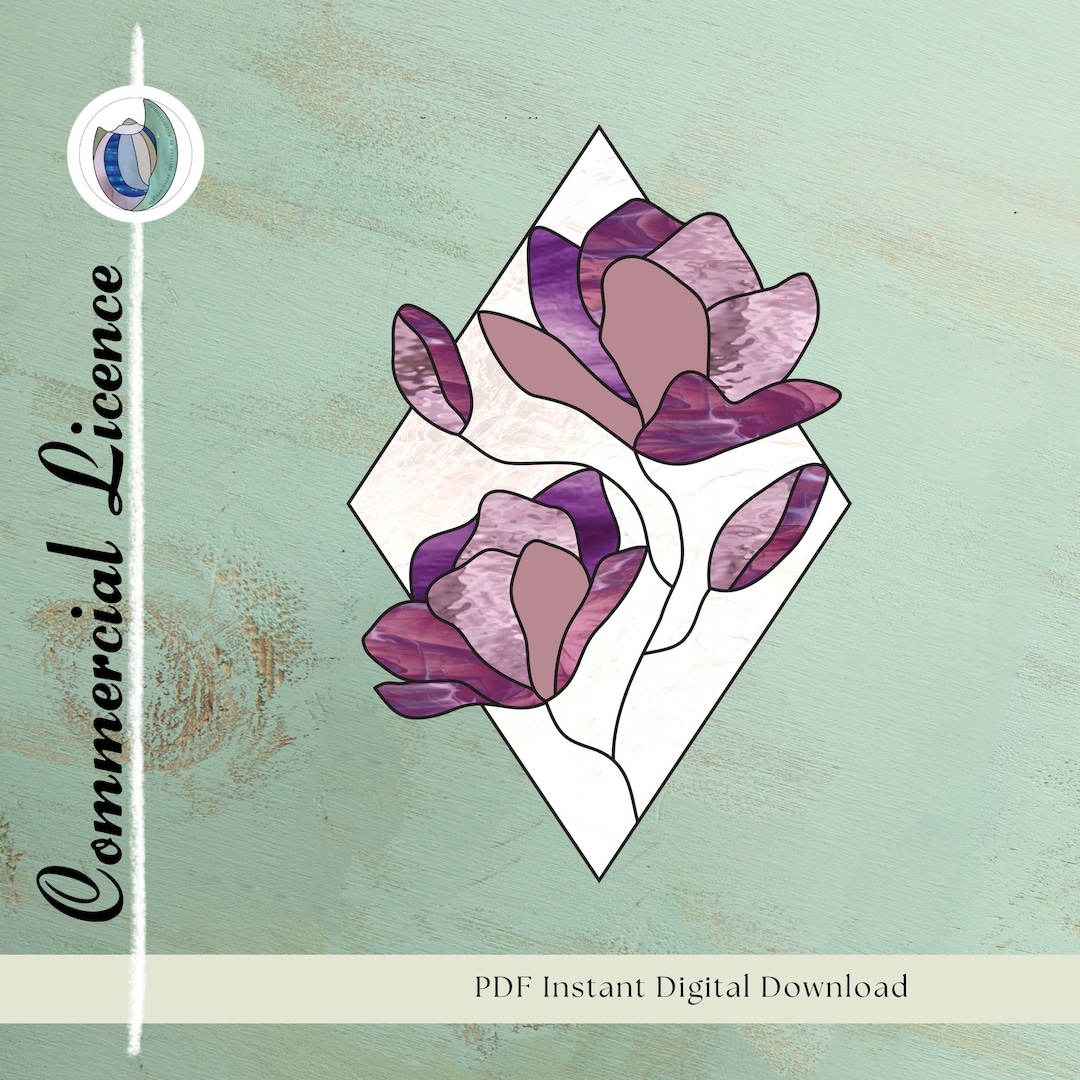 Magnolia Stained Glass Pattern, Stained Glass Patterns, Digital ...