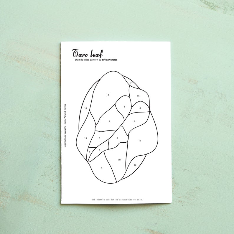 Taro Leaf Stained Glass Pattern (PDF/PNG Digital Download, A4 Size) - Etsy