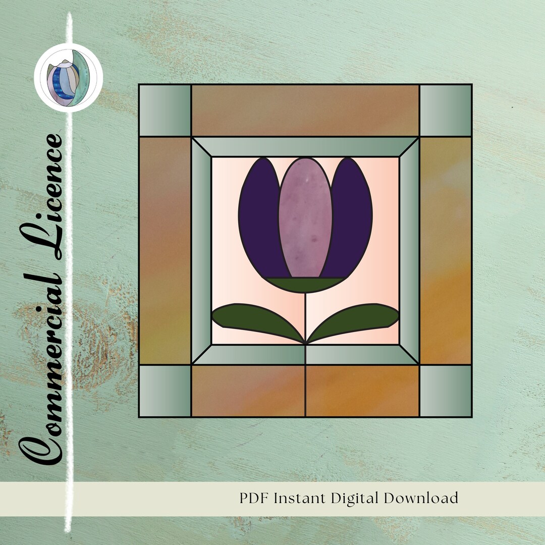 Tulip, Stained Glass Pattern, Stained Glass Patterns, Digital Download ...