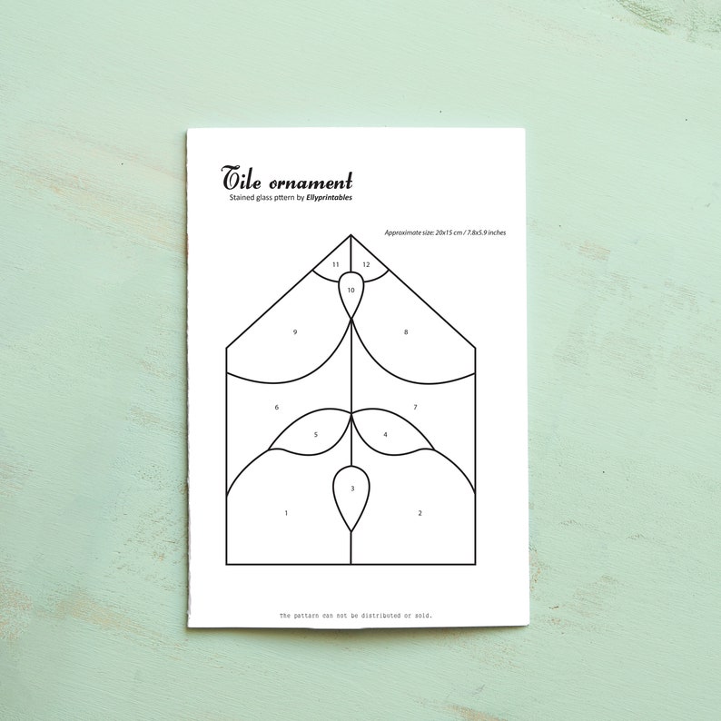 Tile Ornament Stained Glass Pattern, A4, Stained Glass Patterns ...
