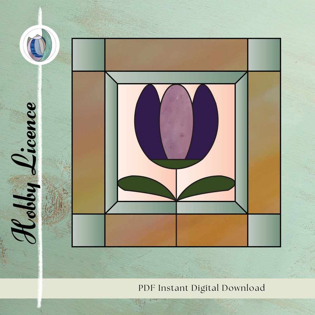 Tulip, Stained Glass Pattern, Stained Glass Patterns, Digital Download ...