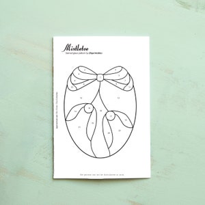 Mistletoe Christmas Stained Glass Pattern (PDF/PNG Digital Download, A4 ...