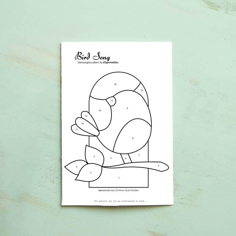 Bird Song Stained Glass Pattern, A4, Robin Stained Glass Patterns ...