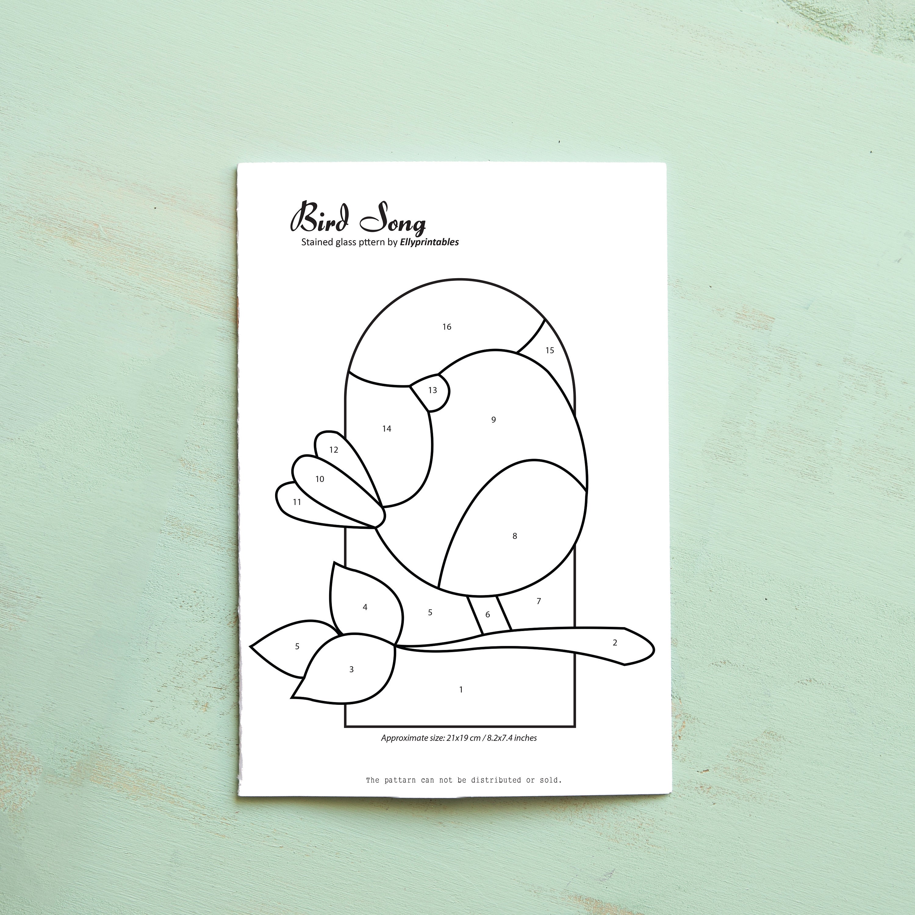 Bird Song Stained Glass Pattern, A4, Robin Stained Glass Patterns ...