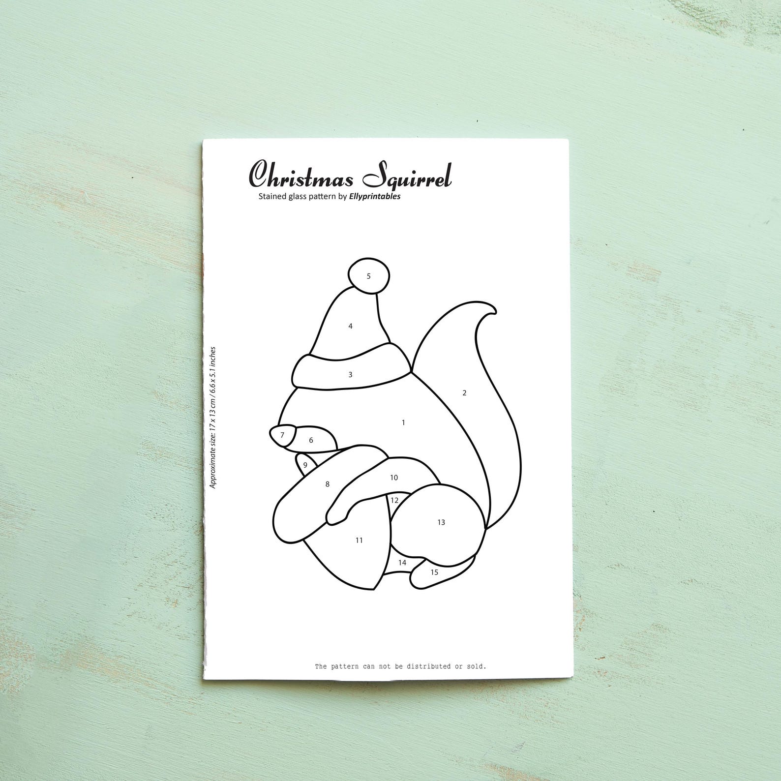 Christmas Squirrel Stained Glass Pattern, A4, Stained Glass Patterns ...