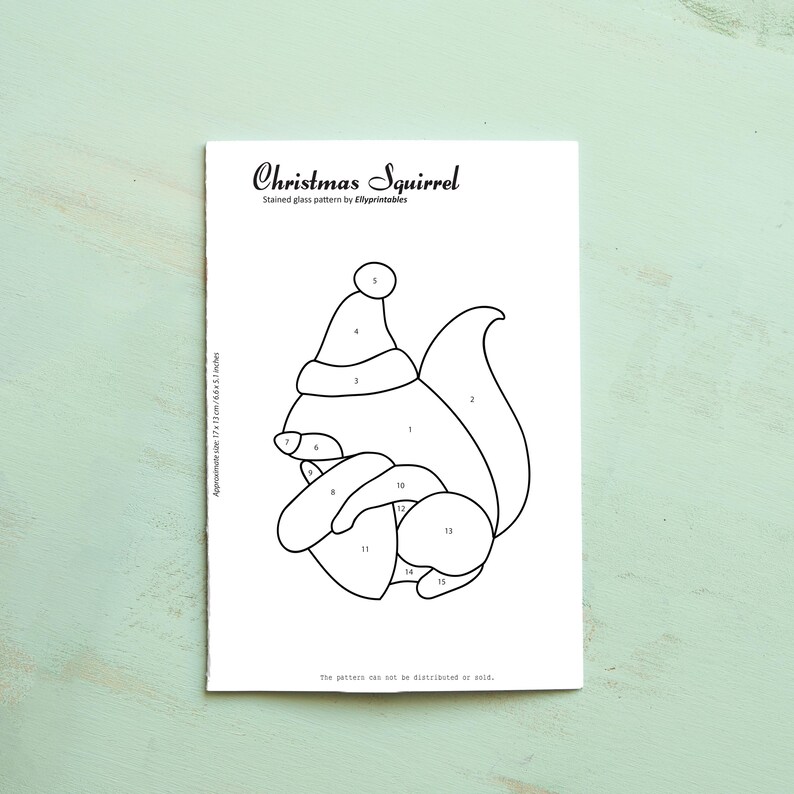 Christmas Squirrel Stained Glass Pattern, A4, Stained Glass Patterns ...