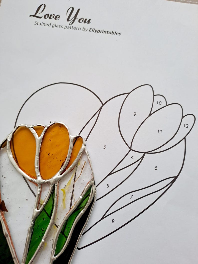 Love You Stained Glass Pattern, Stained Glass Patterns, Digital ...