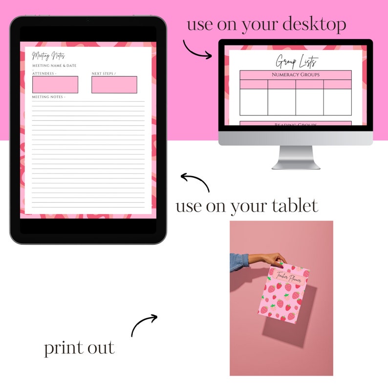 Strawberry Digital Teacher Planner | Lesson Planner | Classroom ...