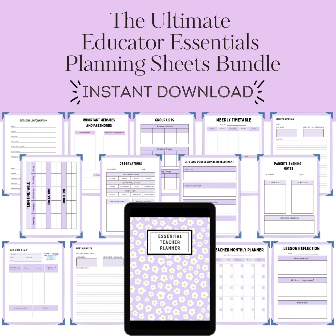 Editable Digital Teacher Planner | Lesson Planner | Classroom Organiser ...