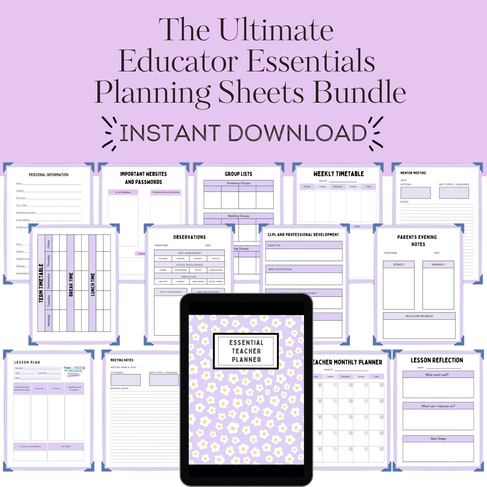 Editable Digital Teacher Planner | Lesson Planner | Classroom Organiser ...