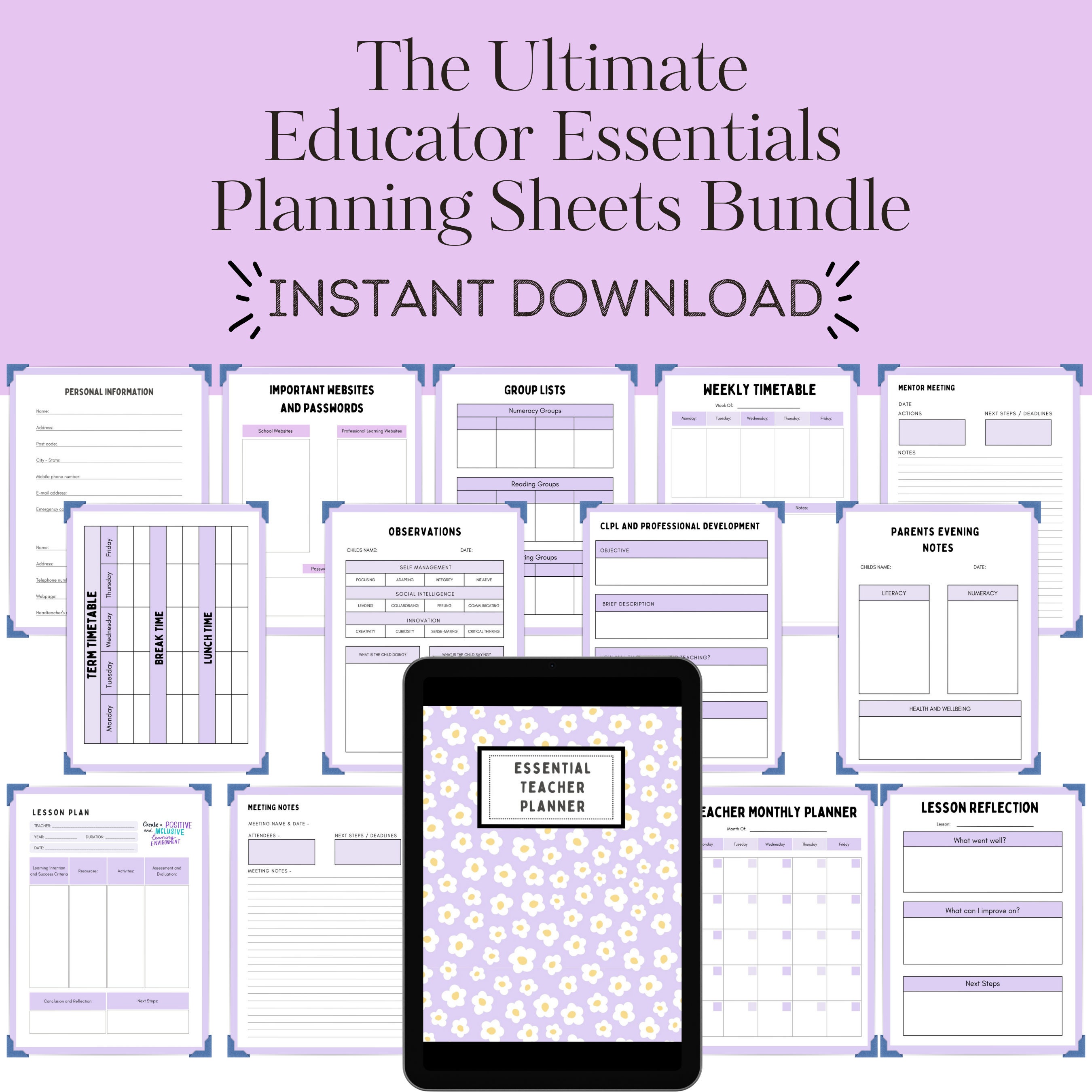 Editable Digital Teacher Planner | Lesson Planner | Classroom Organiser ...