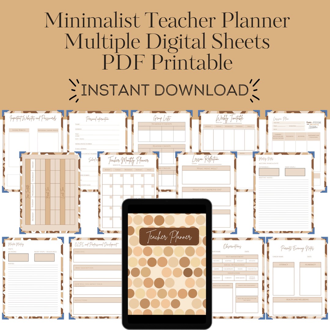 Neutral Digital Teacher Planner | Lesson Planner | Classroom Organiser ...