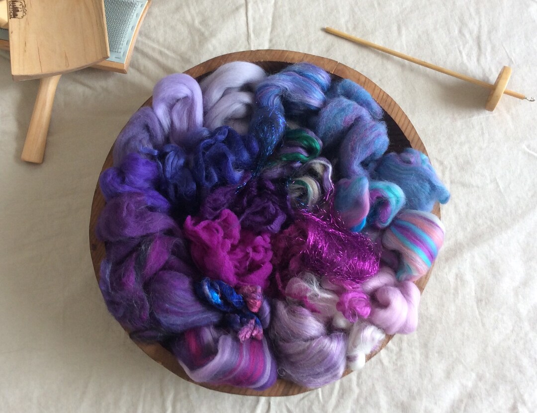 Purple Nurple COLOR BLAST Half a Pound of Mixed Fibers to Card, Spin ...