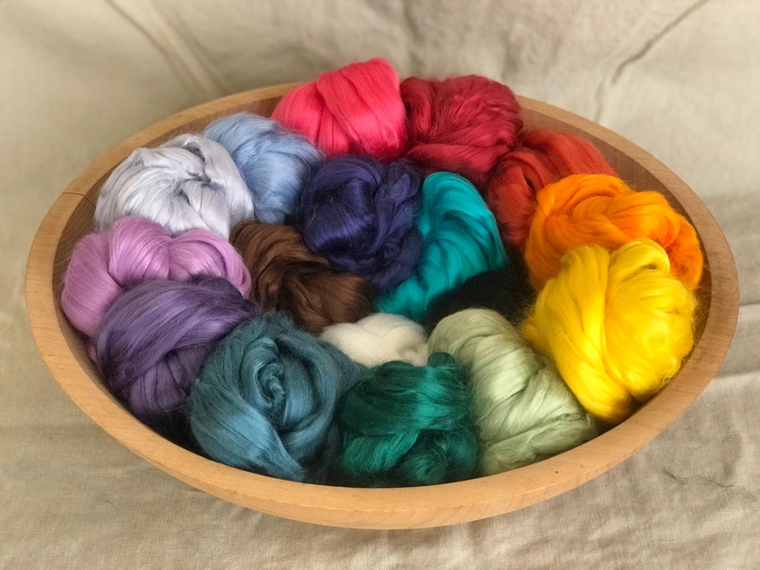 17-color Bamboo Combed Top Sampler Nearly a Pound to Spin or Card - Etsy