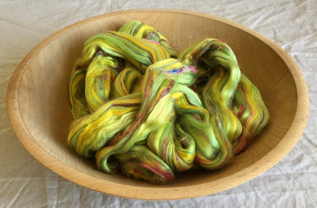 4 Oz Luxe Texture Merino/silk/bamboo Combed Top Equinox Yellow Spring ...