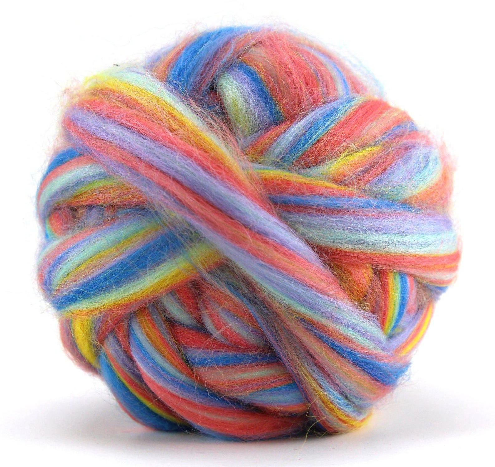 TROPICAL 4 Ounces of Swirlywhirly Corriedale Wool Combed Top - Bright ...
