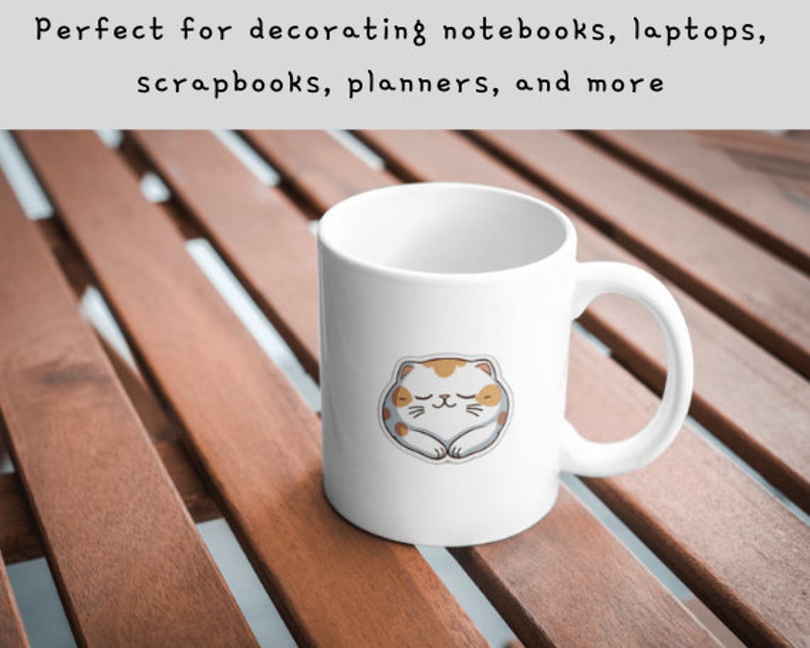 6PCS Adorable Sleeping Cat Stickers: Digital Pack for Cat Lovers - Etsy