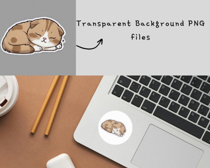 6PCS Adorable Sleeping Cat Stickers: Digital Pack for Cat Lovers - Etsy