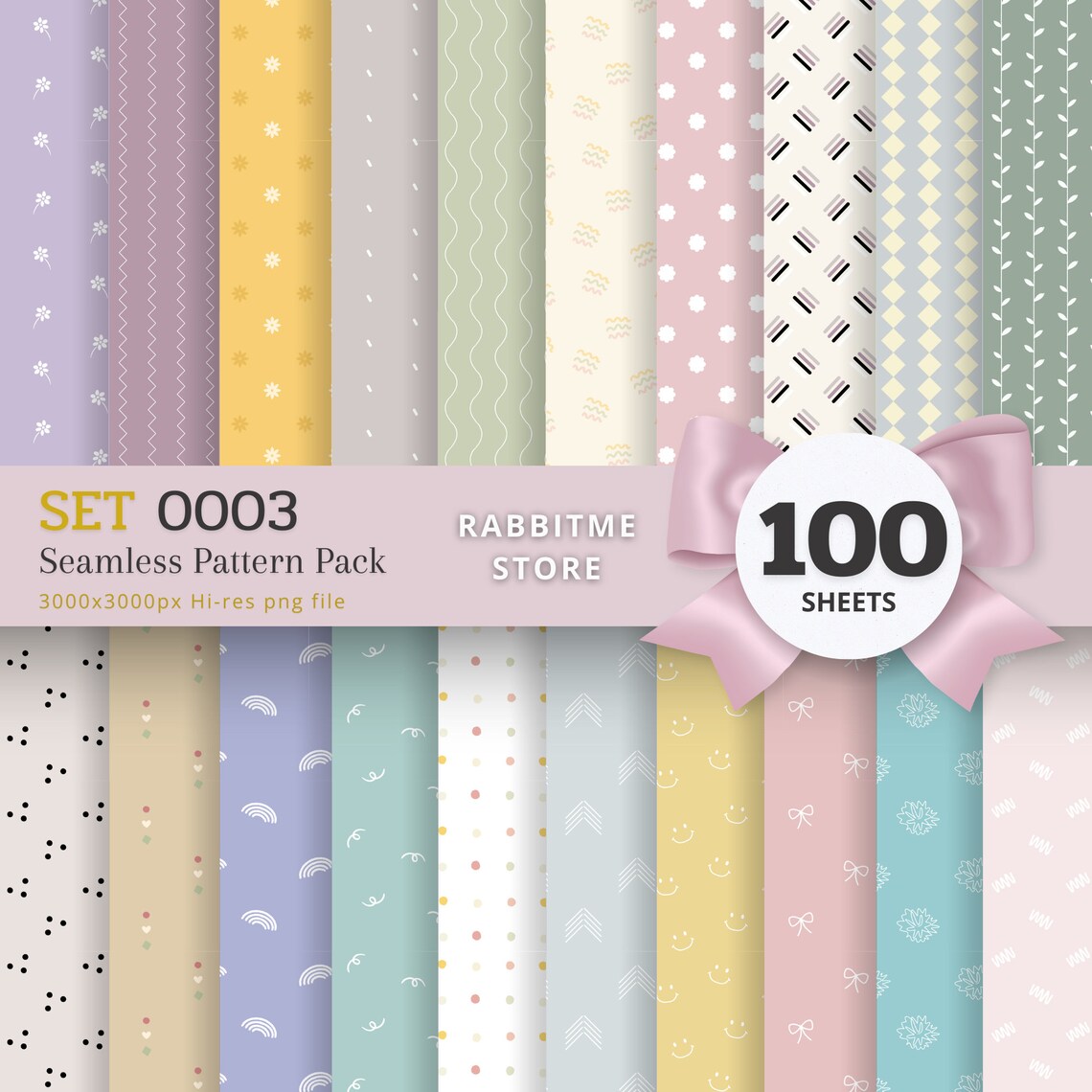 100 Pattern ,digital Pattern, Pattern Seamless, Pattern Bundle, Pastel ...
