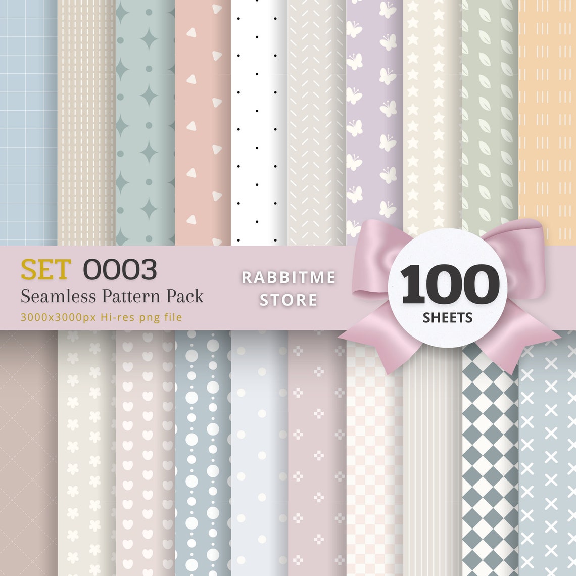 100 Pattern ,digital Pattern, Pattern Seamless, Pattern Bundle, Pastel ...