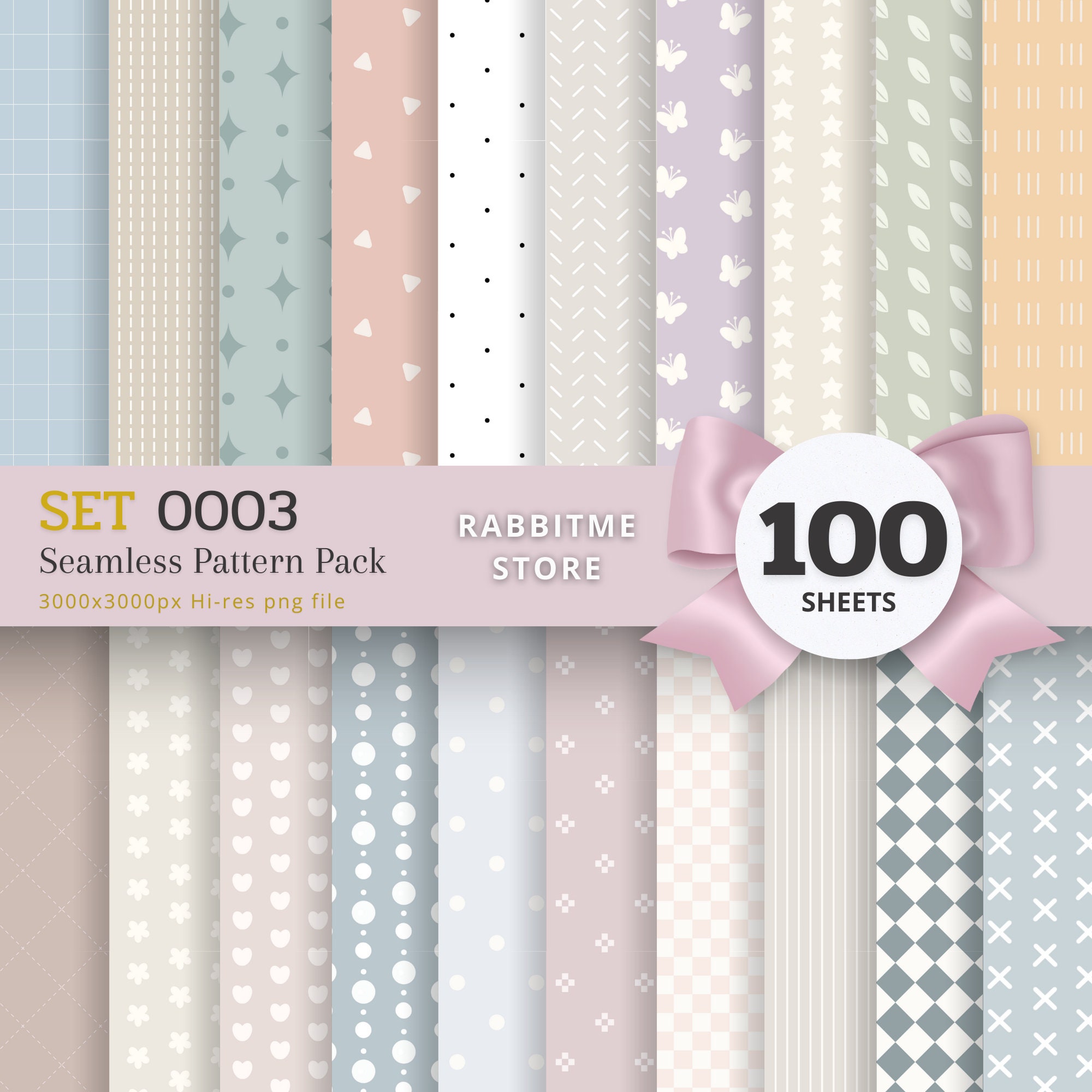 100 Pattern ,digital Pattern, Pattern Seamless, Pattern Bundle, Pastel ...