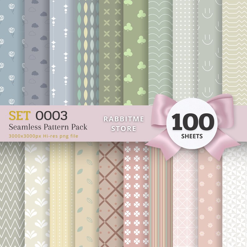 100 Pattern ,digital Pattern, Pattern Seamless, Pattern Bundle, Pastel ...