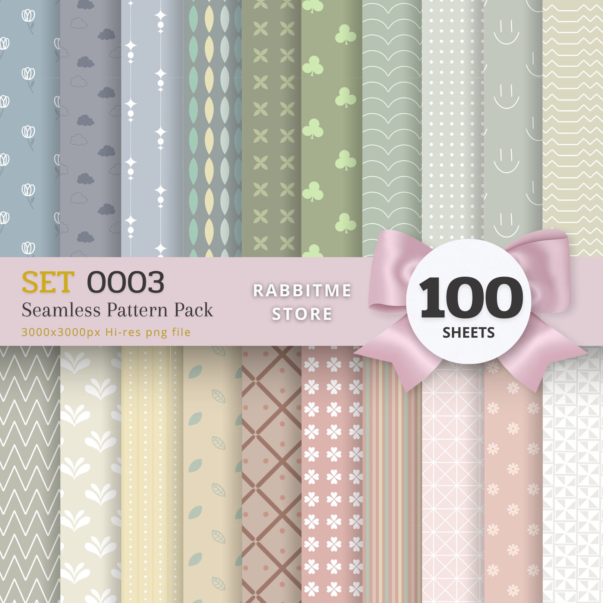 100 Pattern ,digital Pattern, Pattern Seamless, Pattern Bundle, Pastel, Minimal, Doodle Pattern ...