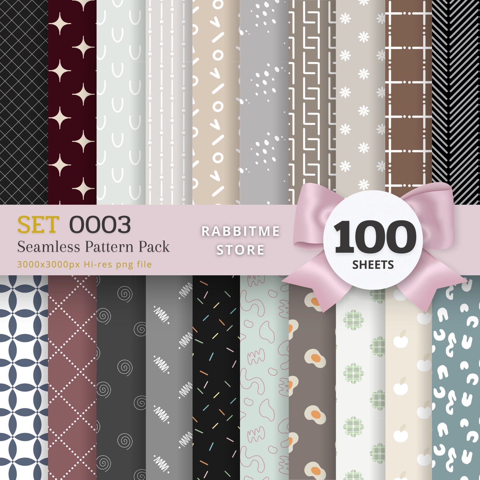 100 Pattern ,digital Pattern, Pattern Seamless, Pattern Bundle, Pastel ...
