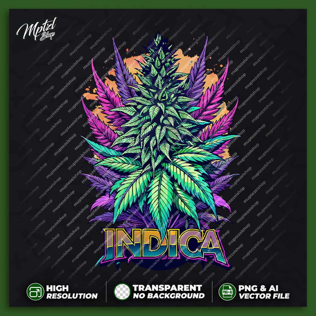 Indica Leaf Weed T-shirt Design for Printing, Sticker, High Resolution ...