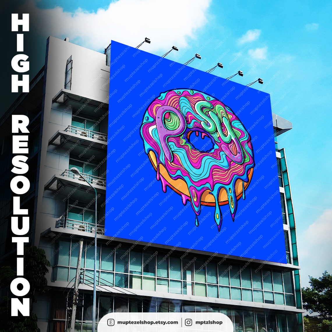 Colorful Donut Psychedelic T-shirt Design for Printing, Sticker, High ...