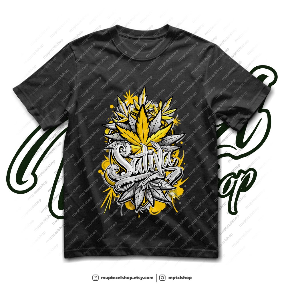 Yellow Sativa Weed T-shirt Design for Printing, Sticker, High ...