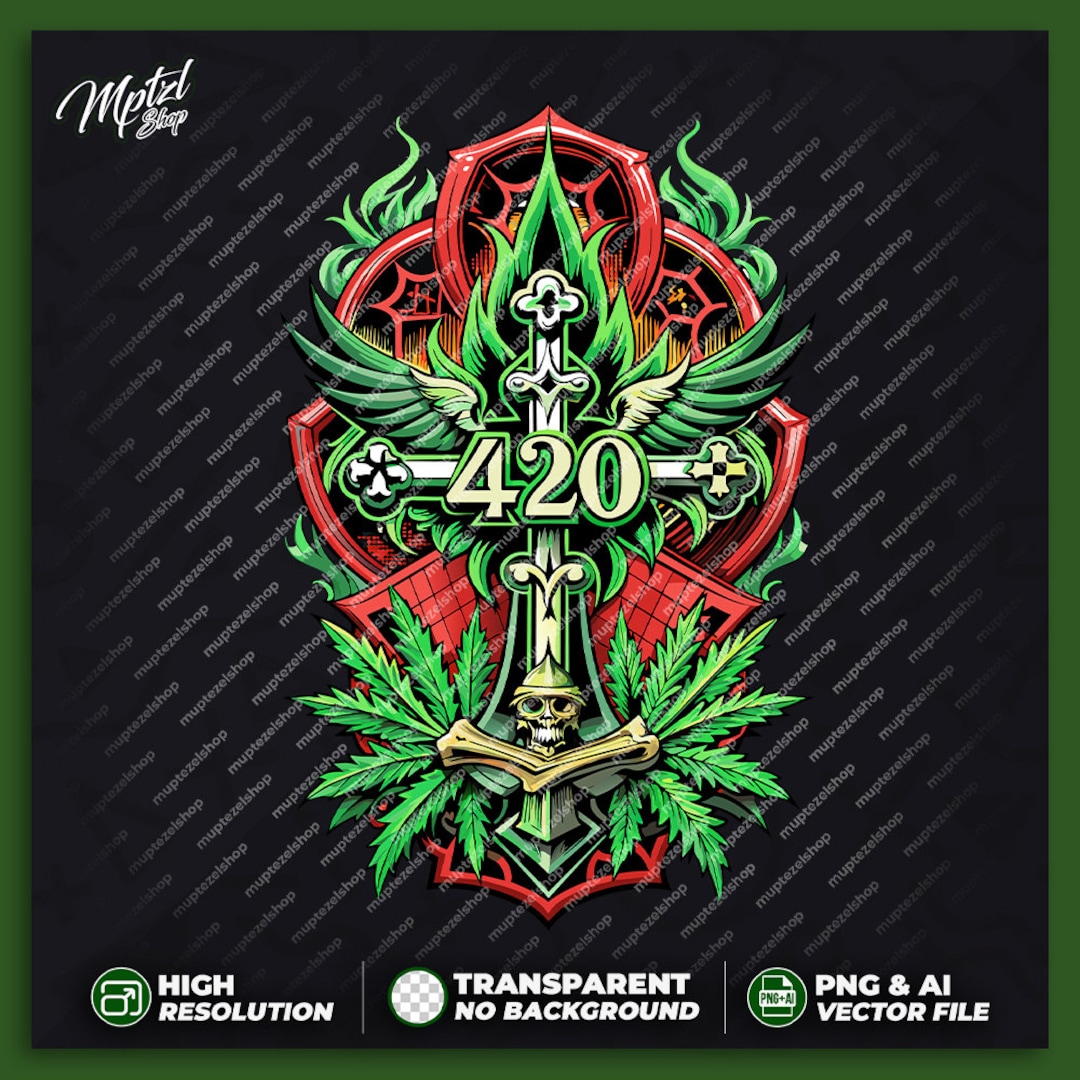 420 Cross Weed T-shirt Design for Printing, Sticker, High Resolution ...