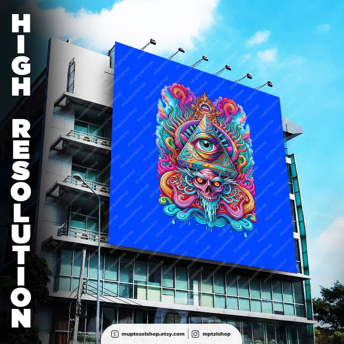 Eye Pyramid Psychedelic T-shirt Design for Printing, Sticker, High ...