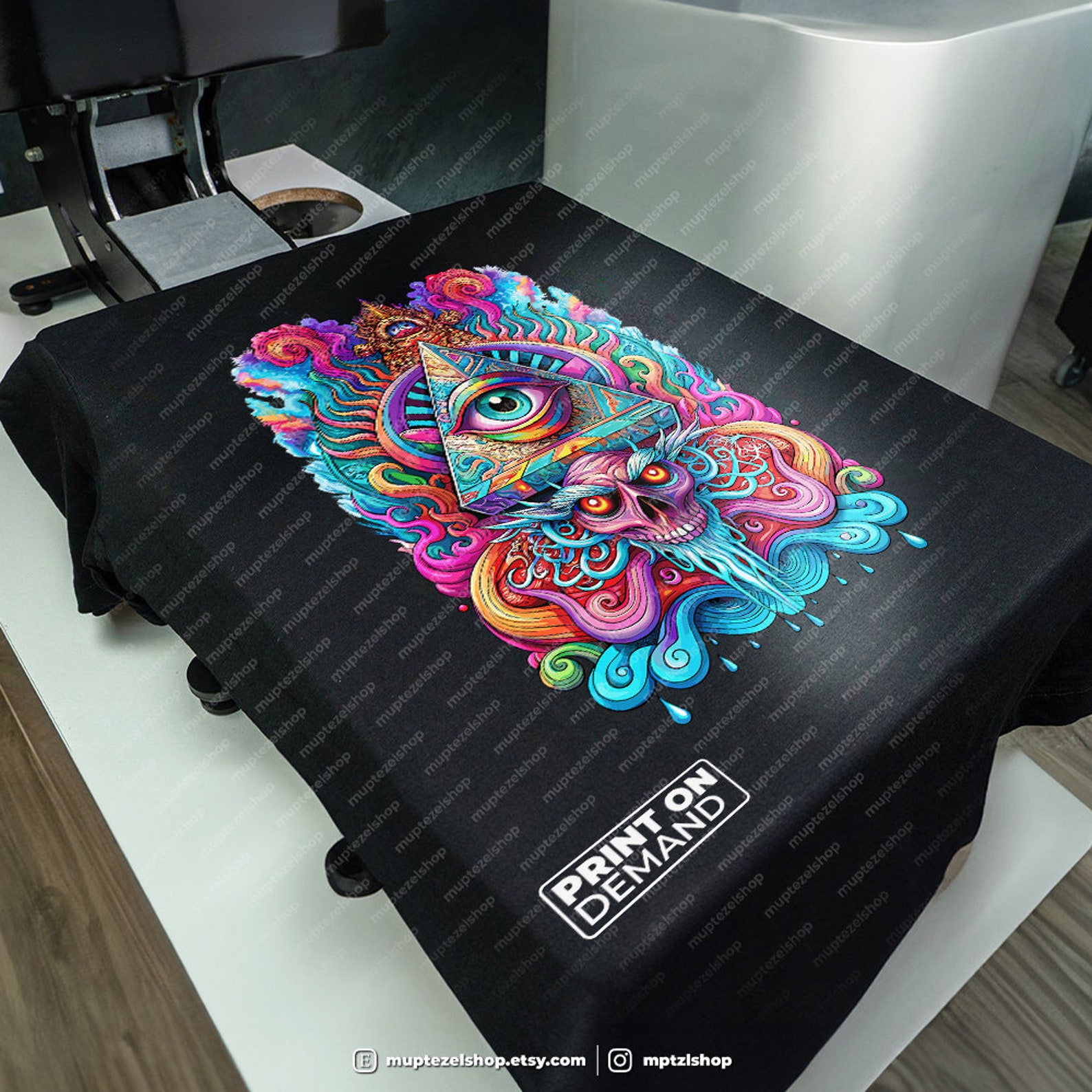 Eye Pyramid Psychedelic T-shirt Design for Printing, Sticker, High ...